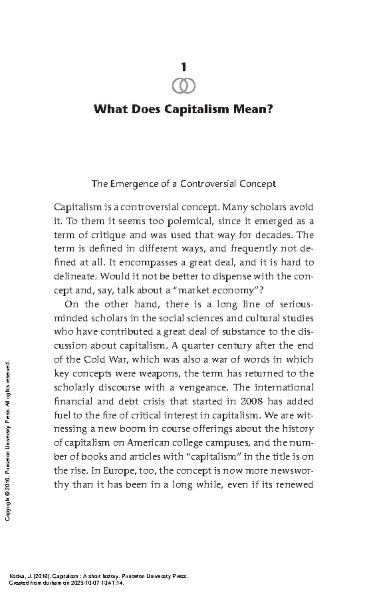 Capitalism: A Short History - Key Concepts and Theories - Studocu