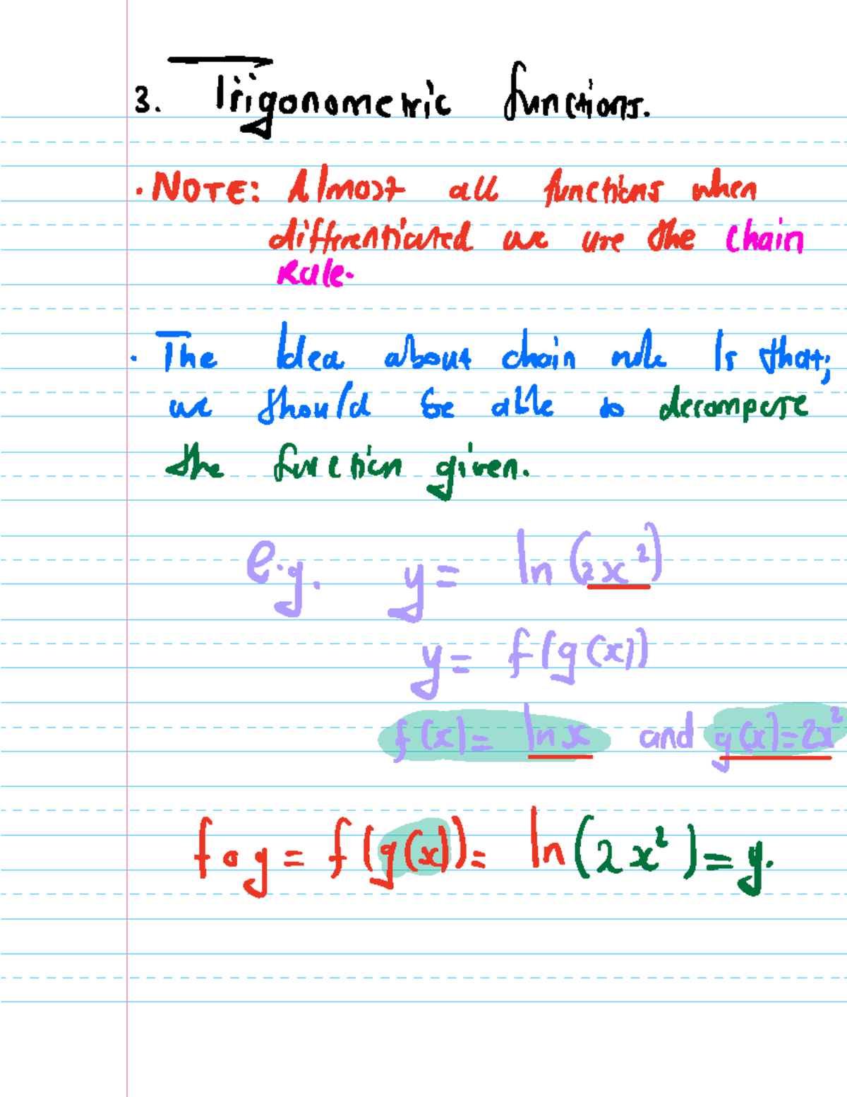 3 Trigonometric Functions - Chain Rule Notes - Studocu