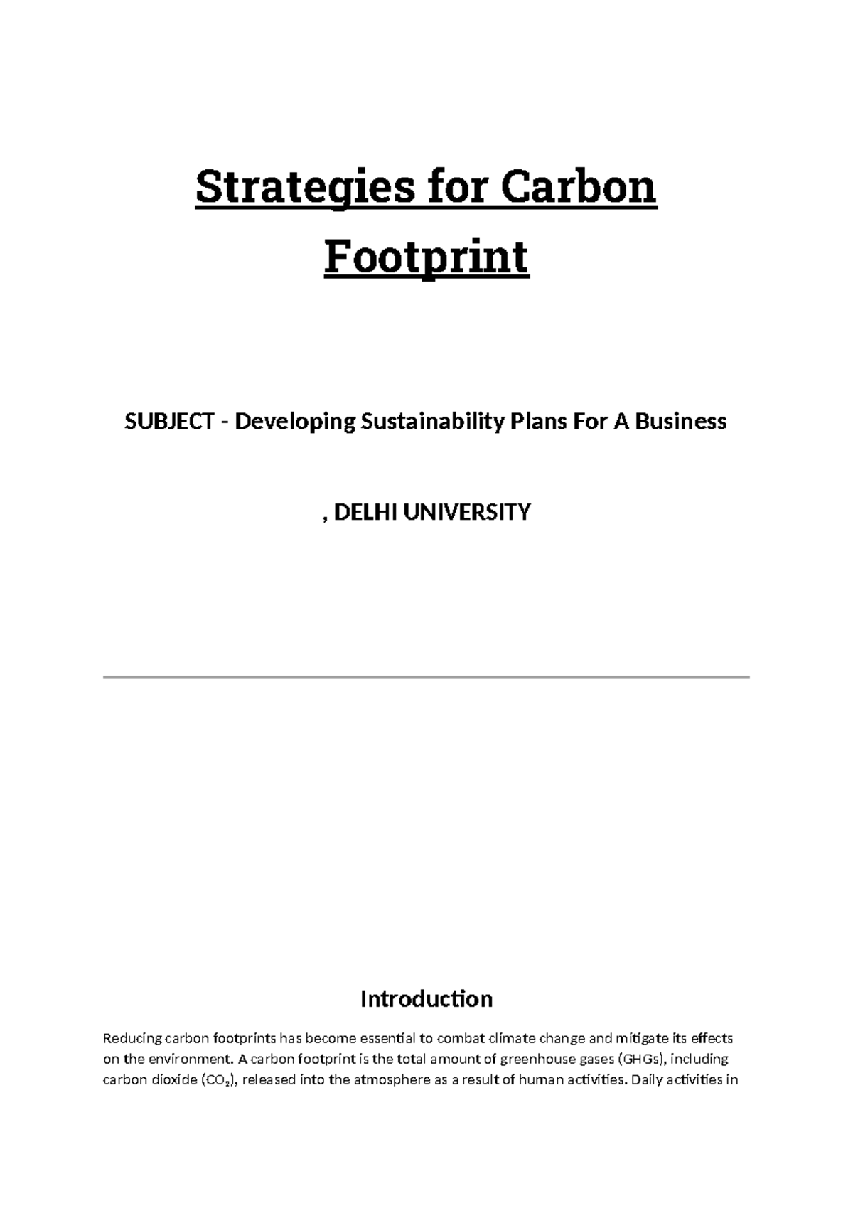 Strategies for Reducing Carbon Footprint: A Guide for DU Students - Studocu