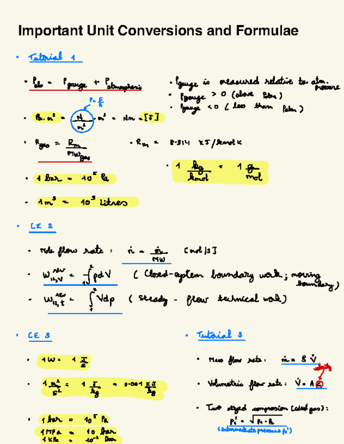 Important Unit Conversions and Formulae Tutorial Pals 1 - Studocu