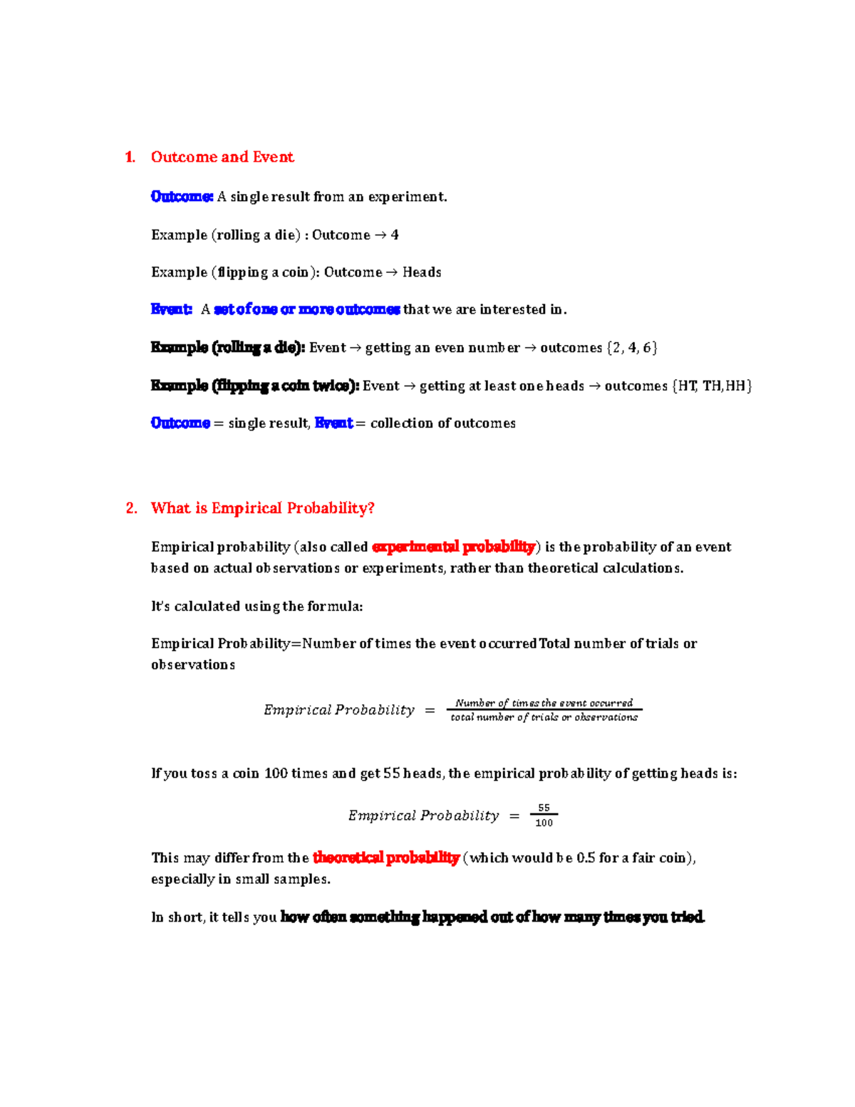 Understanding Outcomes and Events in Probability: A Comprehensive Guide ...