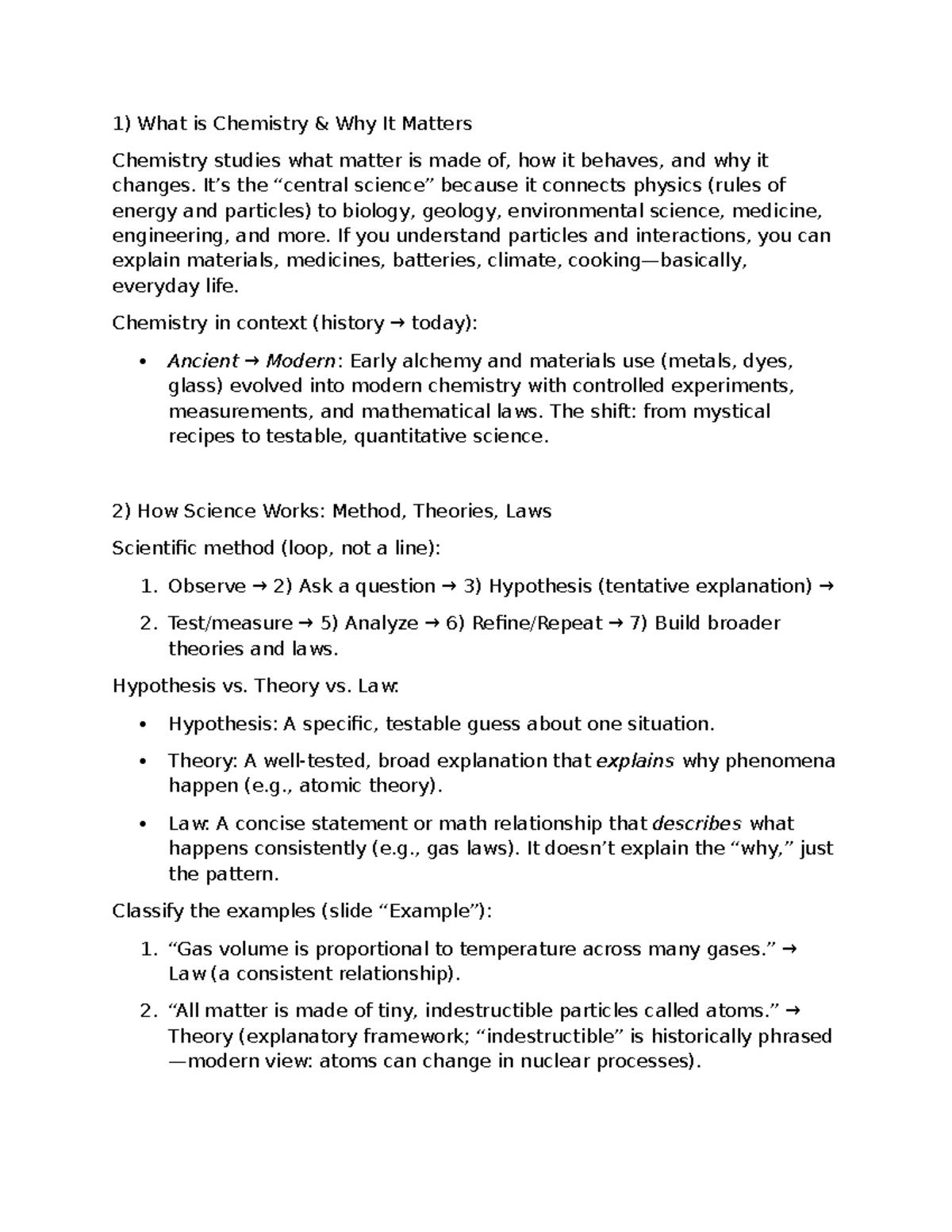 Chemistry Fundamentals: Matter, Measurement, and Change - CHM101 Final ...