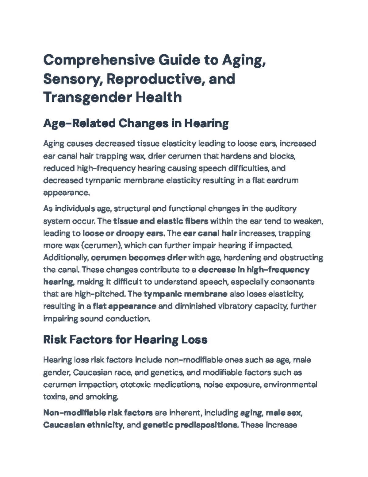Comprehensive Guide to Aging, Sensory, Reproductive & Transgender ...