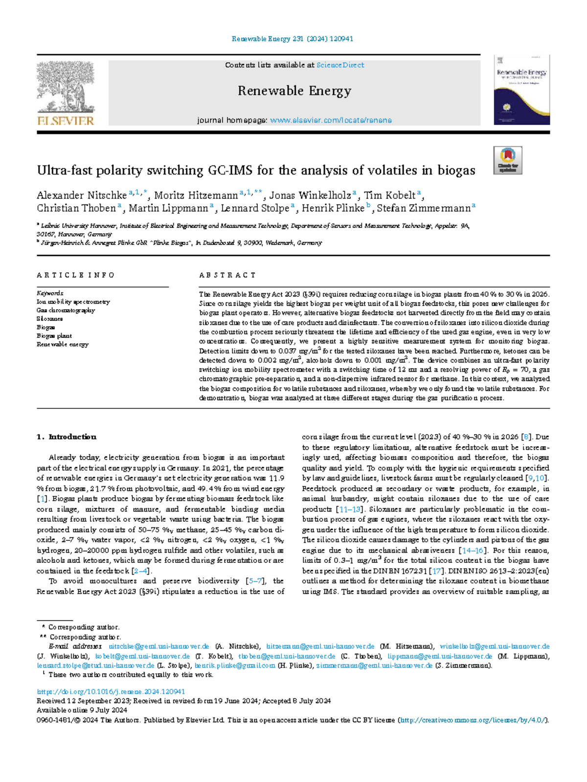 Renewable Energy 231: Ultra-Fast Polarity Switching in Biogas Analysis ...