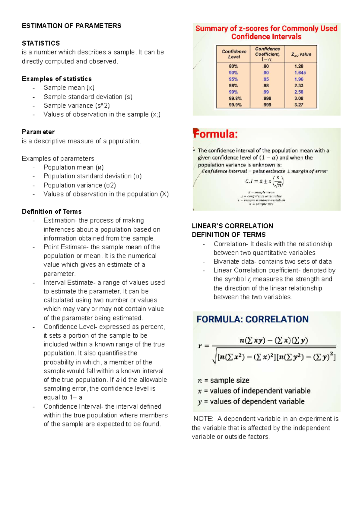 Parameter Estimation & Correlation Analysis - MATHEMATICS IN THE MODERN ...