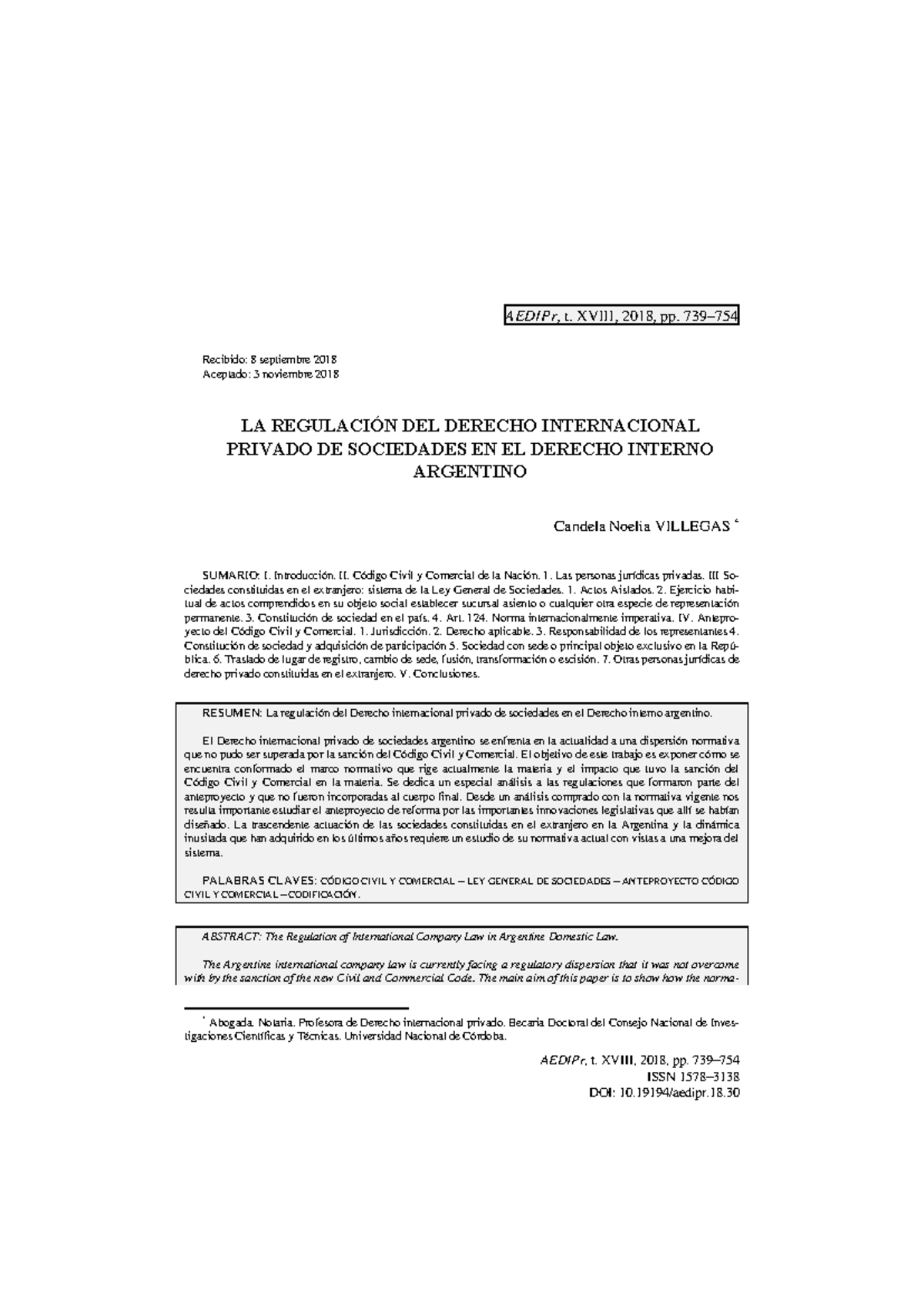 TP3 - Documento extra 2 - dsadfasdfasdf - AEDIPr, t. XVIII, 2018, pp. 739– 754 ISSN 1578– 3138 ...
