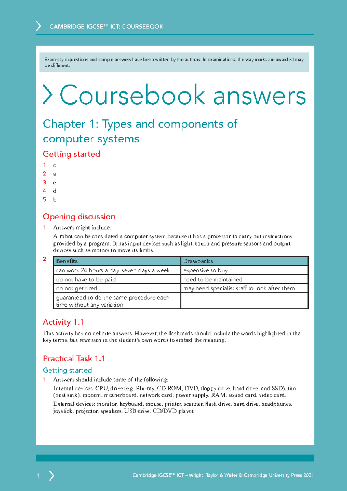 Igcse ICT - Chapter 1 & 2 Answers and Discussion Notes - Studocu