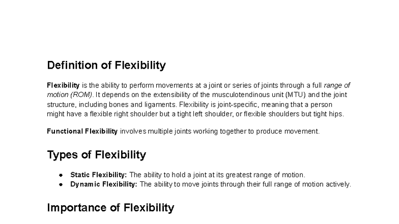 Lecture 7: Understanding Flexibility and Its Importance - Studocu