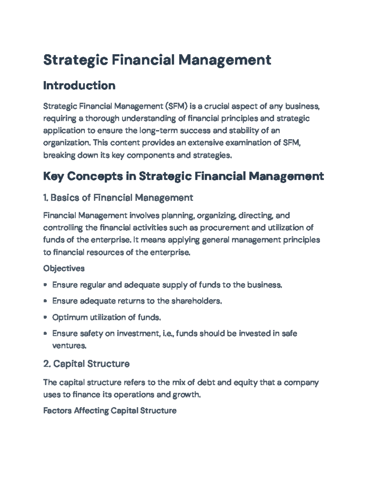 Strategic Financial Management Overview and Key Techniques - SFM Notes ...
