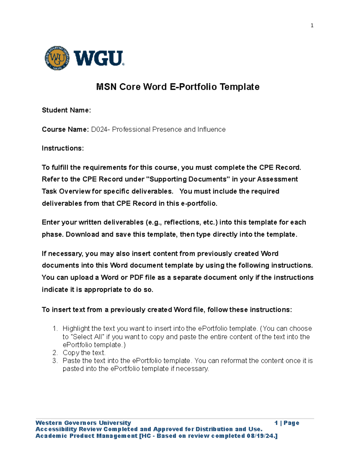 E-Portfolio - CPE Record for MSN Professional Presence & Influence ...