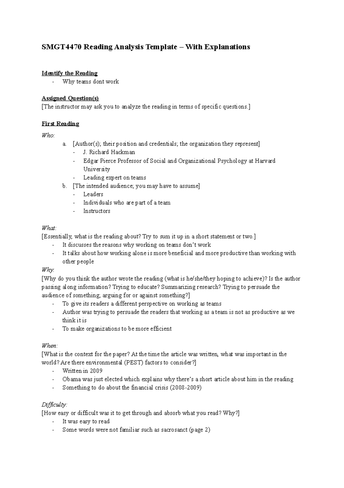SMGT4470 Reading Analysis Template - Studocu