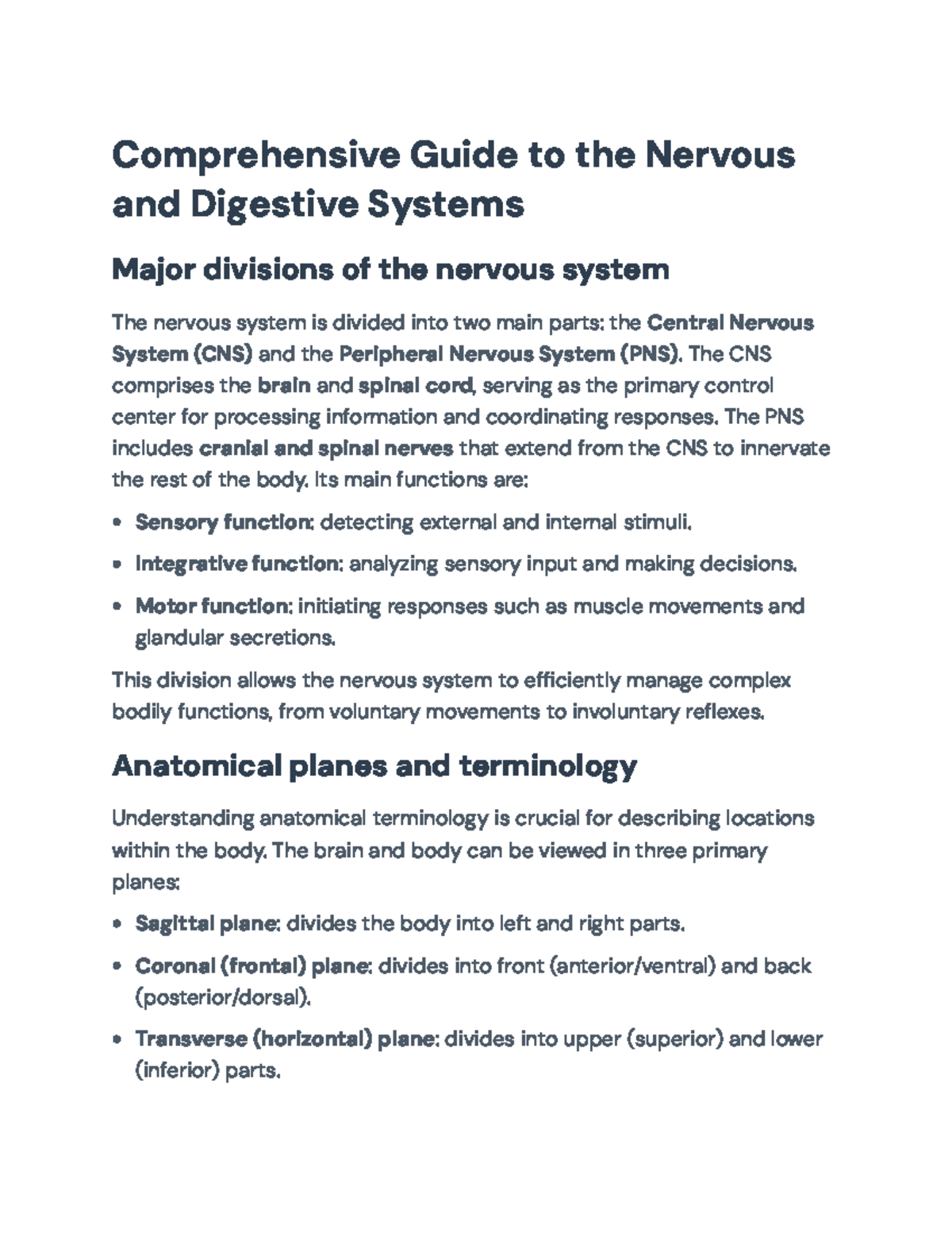 Comprehensive Overview of Neurotransmitters and Digestive Systems (BIO ...