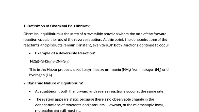 Equilibrium Notes for Chemistry 101: Understanding Chemical Equilibrium ...