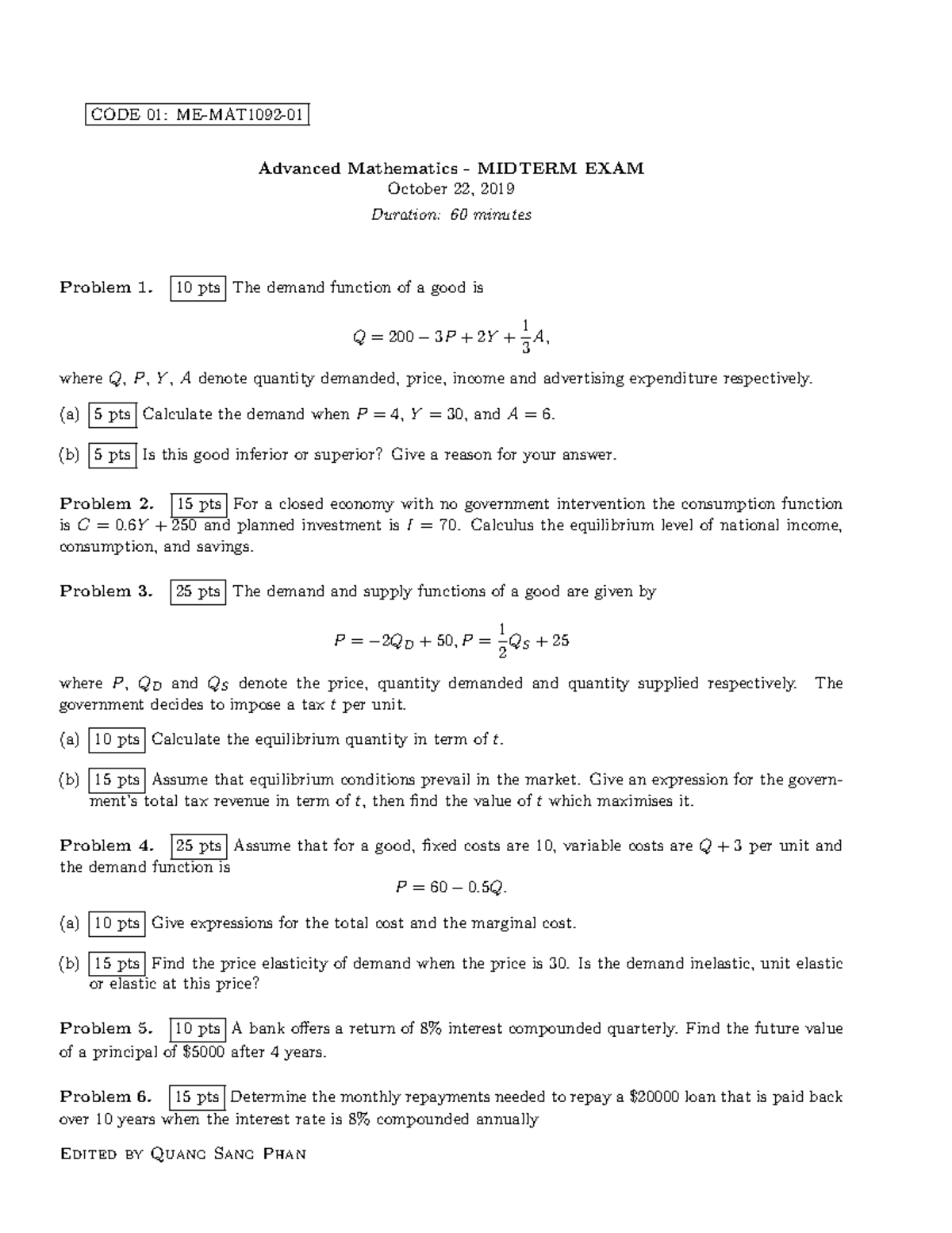 CODE 01: Advanced Mathematics MIDTERM EXAM Solutions - Oct 22, 2019 ...