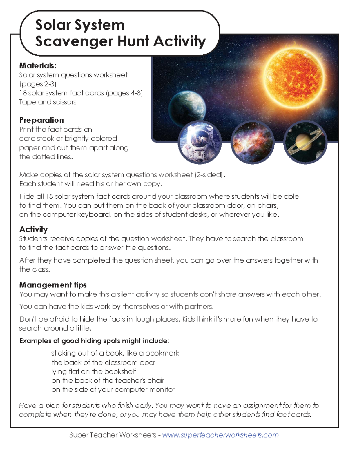 Solarsystem-scav-hunt Wmttd - Solar System Scavenger Hunt Activity ...