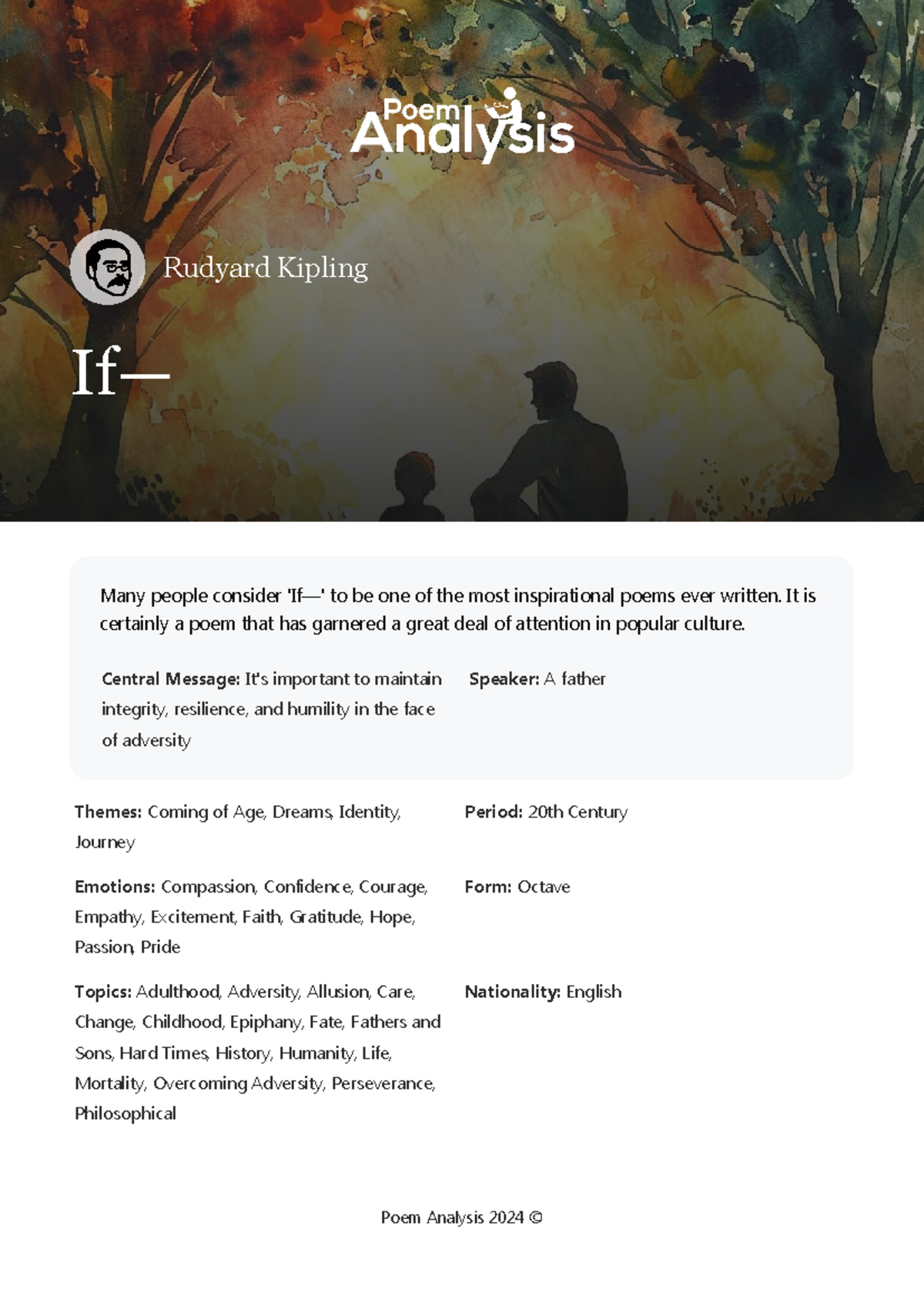 Grade 11 Poem Analysis: Insights on Rudyard Kipling's "If—" - Studocu