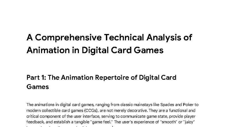 Card Game Animation Analysis (Course Code: CGA 101) - Studocu