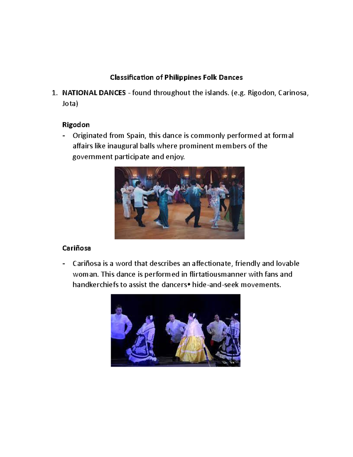 Classification of Philippine Folk Dances: National & Local Types - Studocu