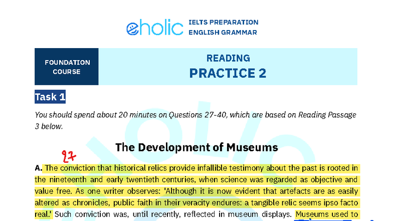 IELTS Preparation: English Grammar Foundation Course - Reading Practice ...