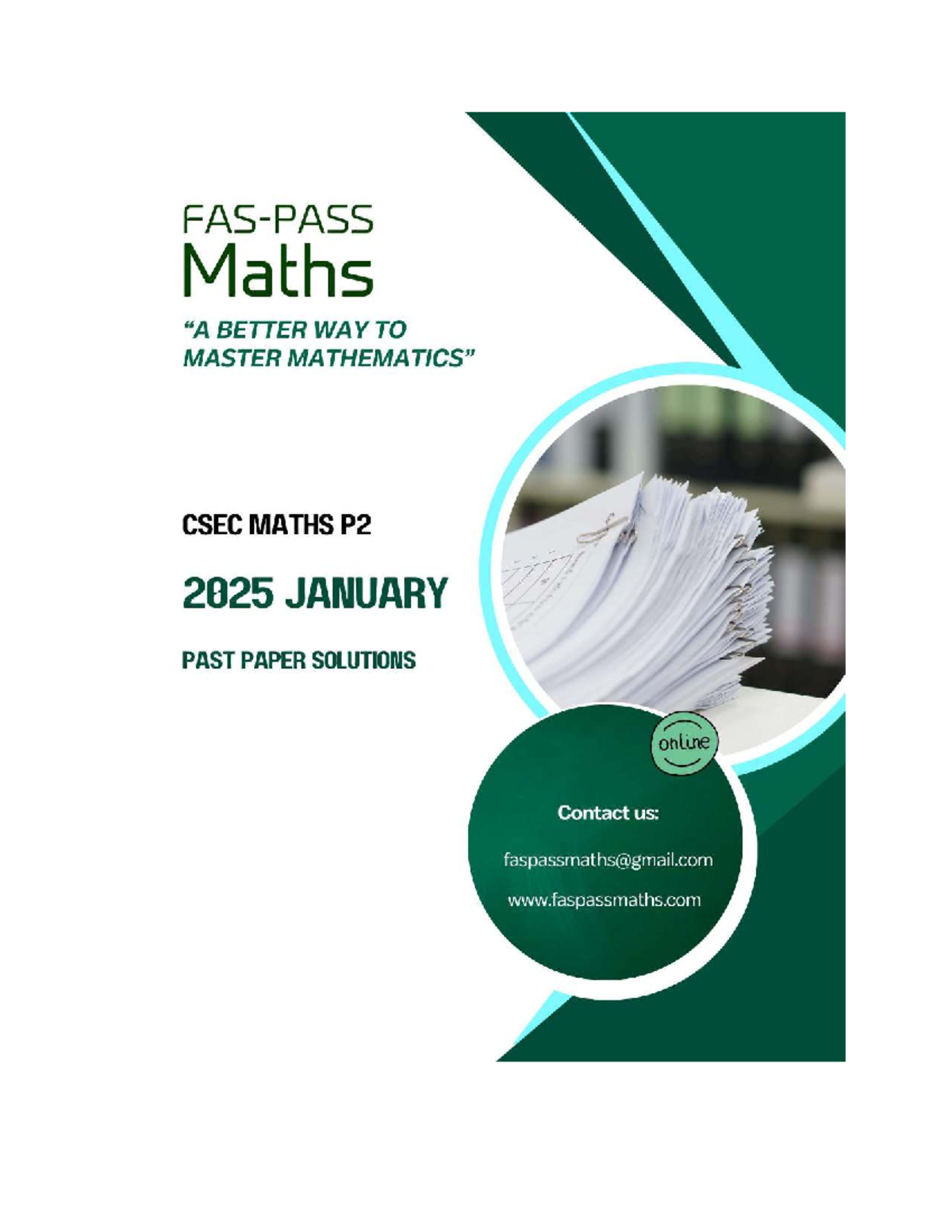 CSEC Maths Paper 2 January 2025 Solutions by SAK and FWA - Studocu