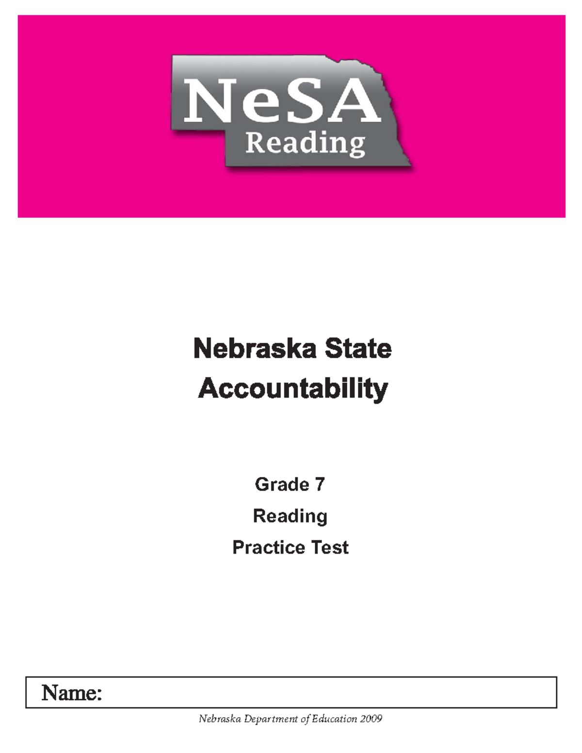 NE002 R 07 Practice Paper - Grade 7 Reading Practice Test Nebraska ...