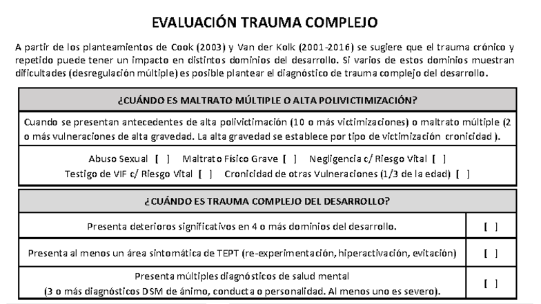 Evaluación del Trauma Complejo: Impacto en el Desarrollo Infantil - Studocu