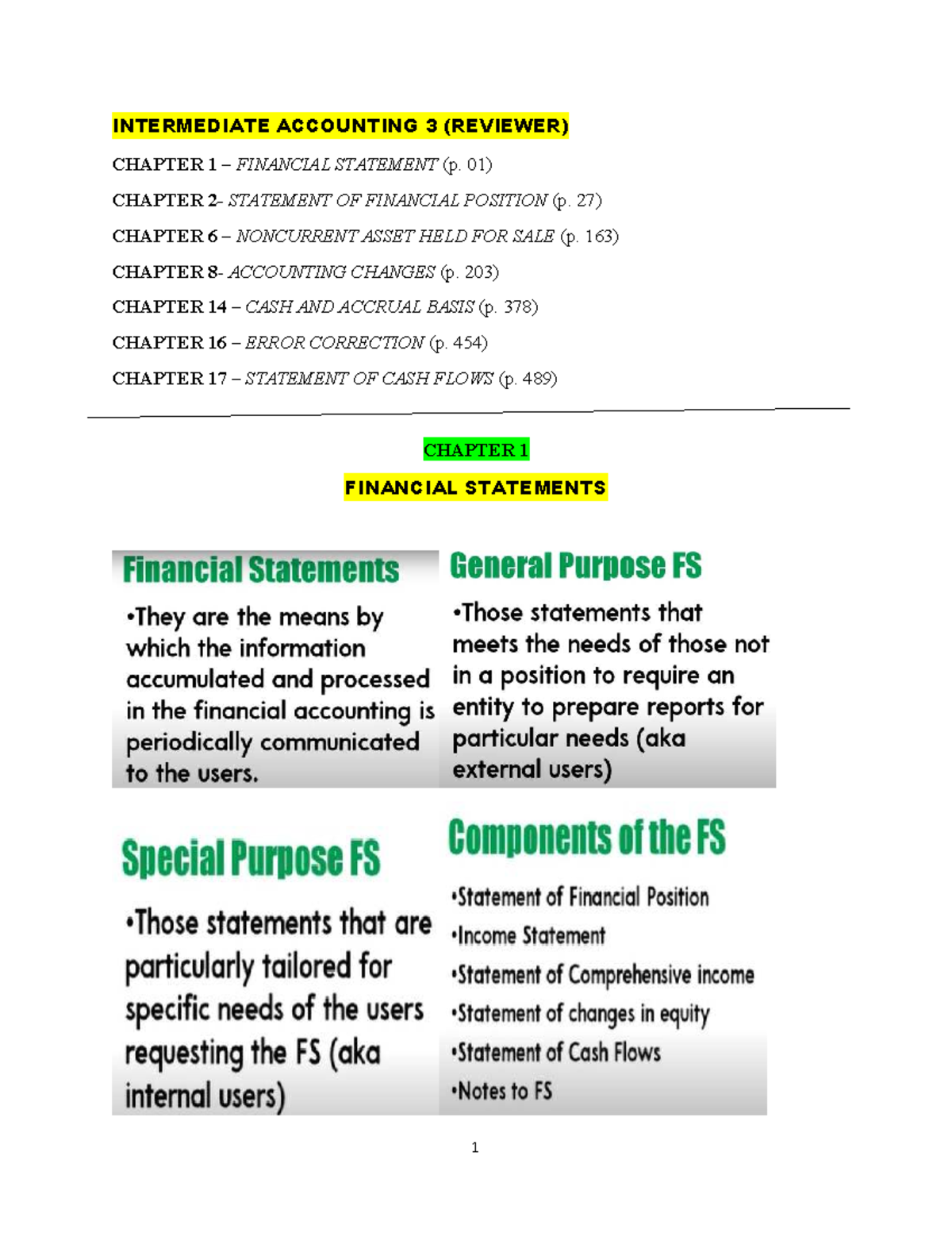 INTERMEDIATE ACCOUNTING 3 (REVIEWER) CHAPTERS ON FINANCIAL STATEMENTS - Studocu