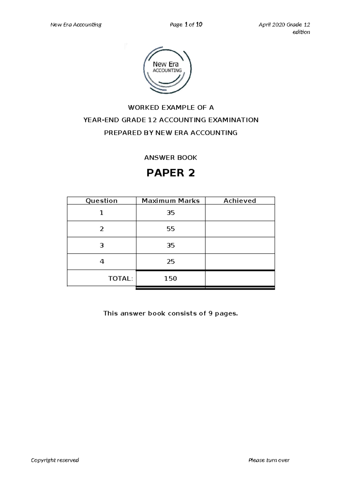 Grade 12 Accounting P2 Exam Prep: Worked Examples & Solutions - Studocu