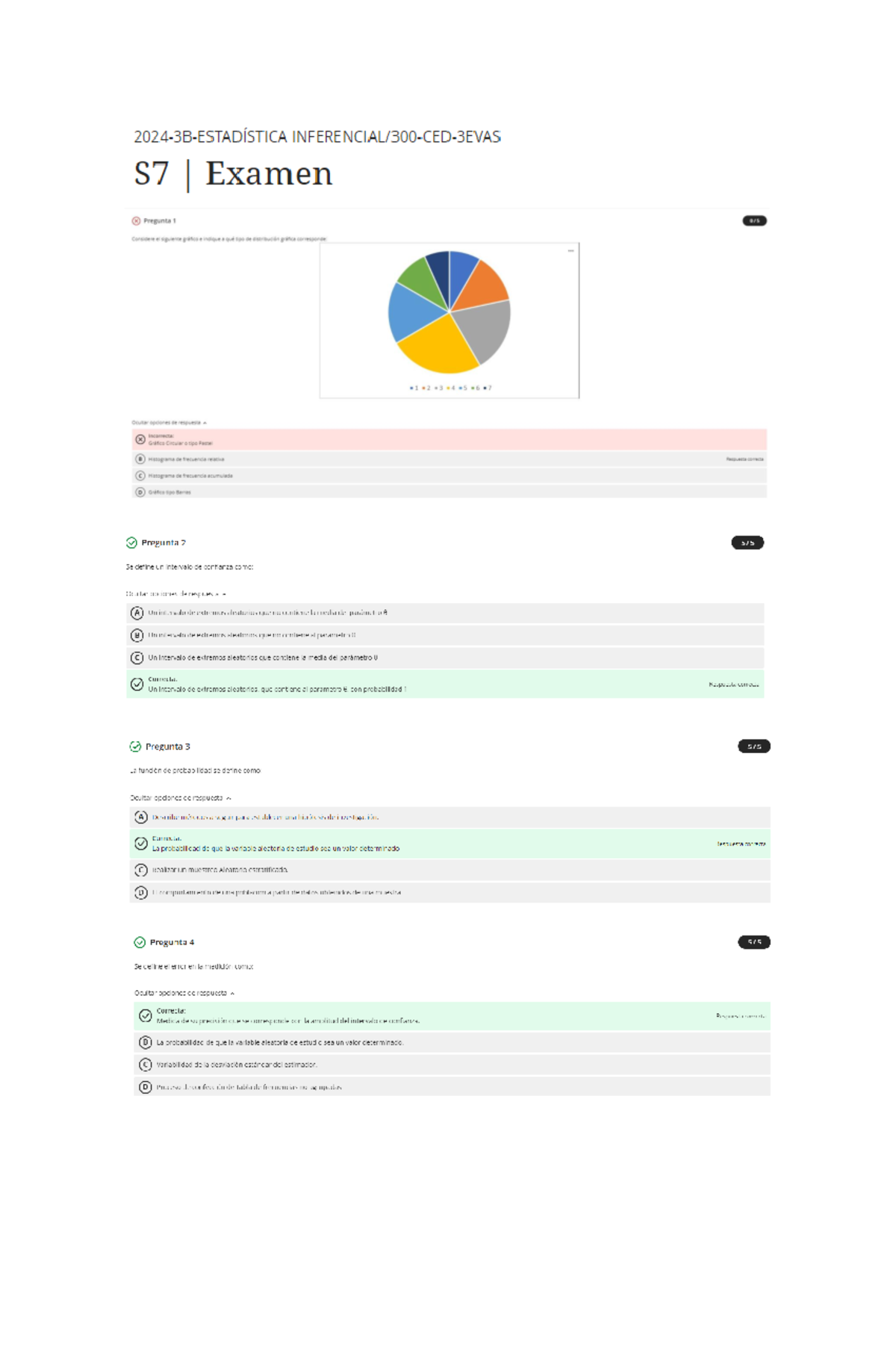 Examen de Estadística Inferencial 300-CED-3EVAS: Preguntas y Respuestas - Studocu