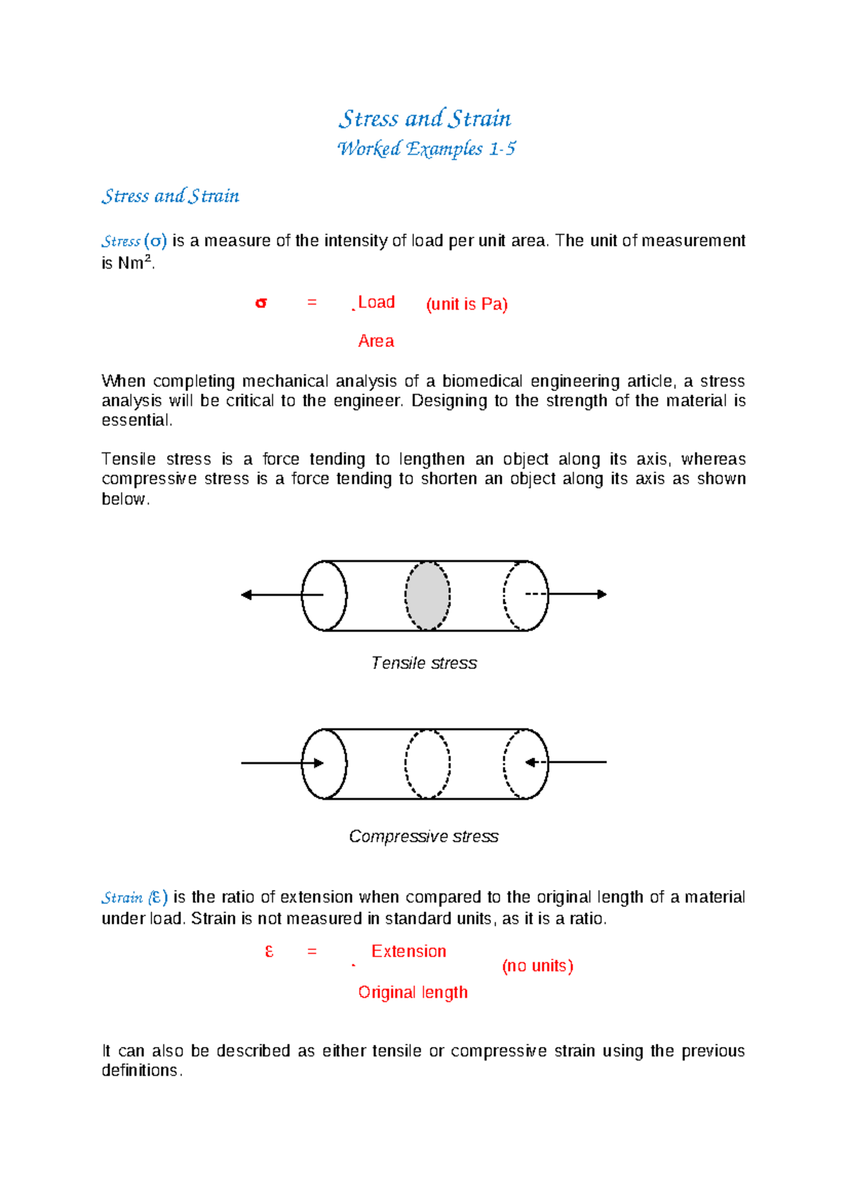 Stress and Strain Worked Examples 1-5 - Stress and Strain Worked ...