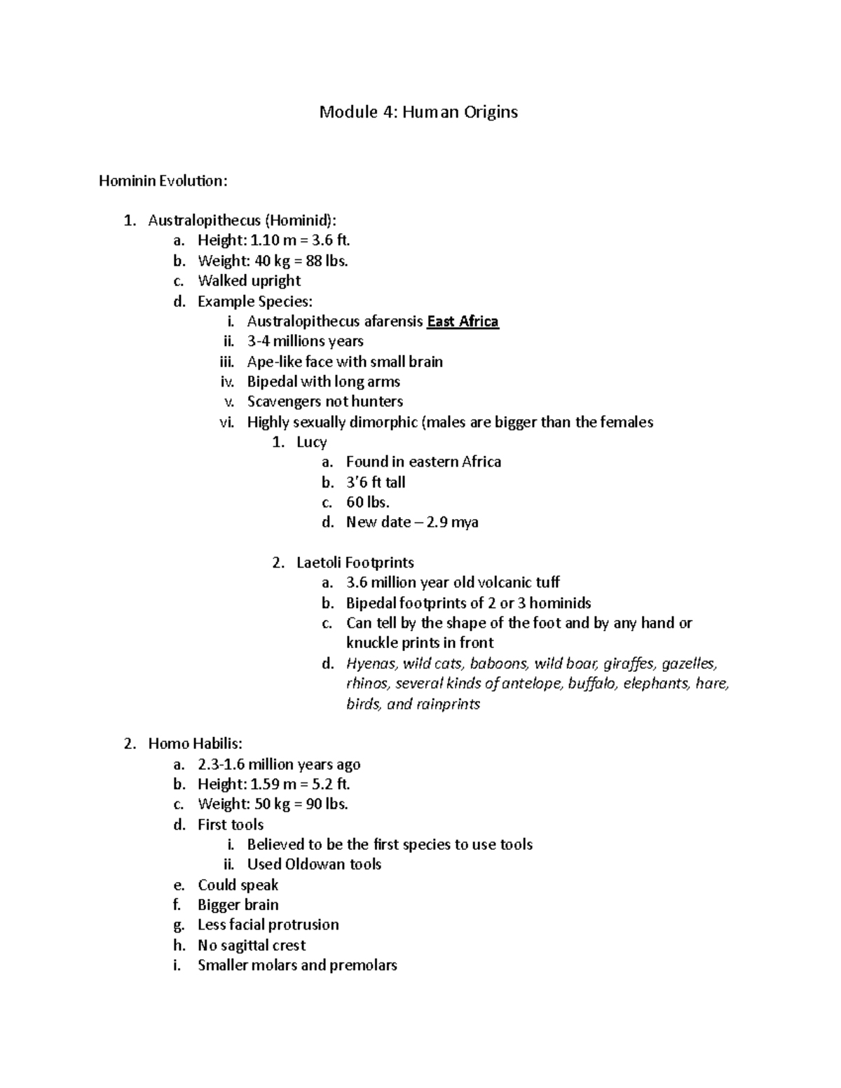 Module 4 - Human Origins - Module 4: Human Origins Hominin Evolution ...