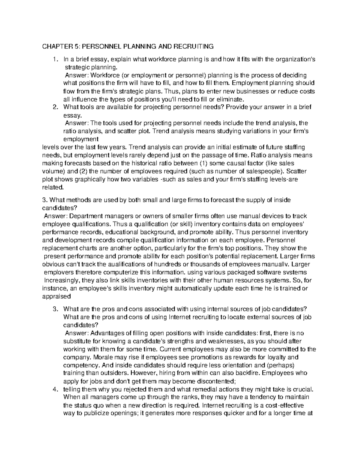 Chapter 5 Personnel Planning And Recruiting Chapter 5 Personnel