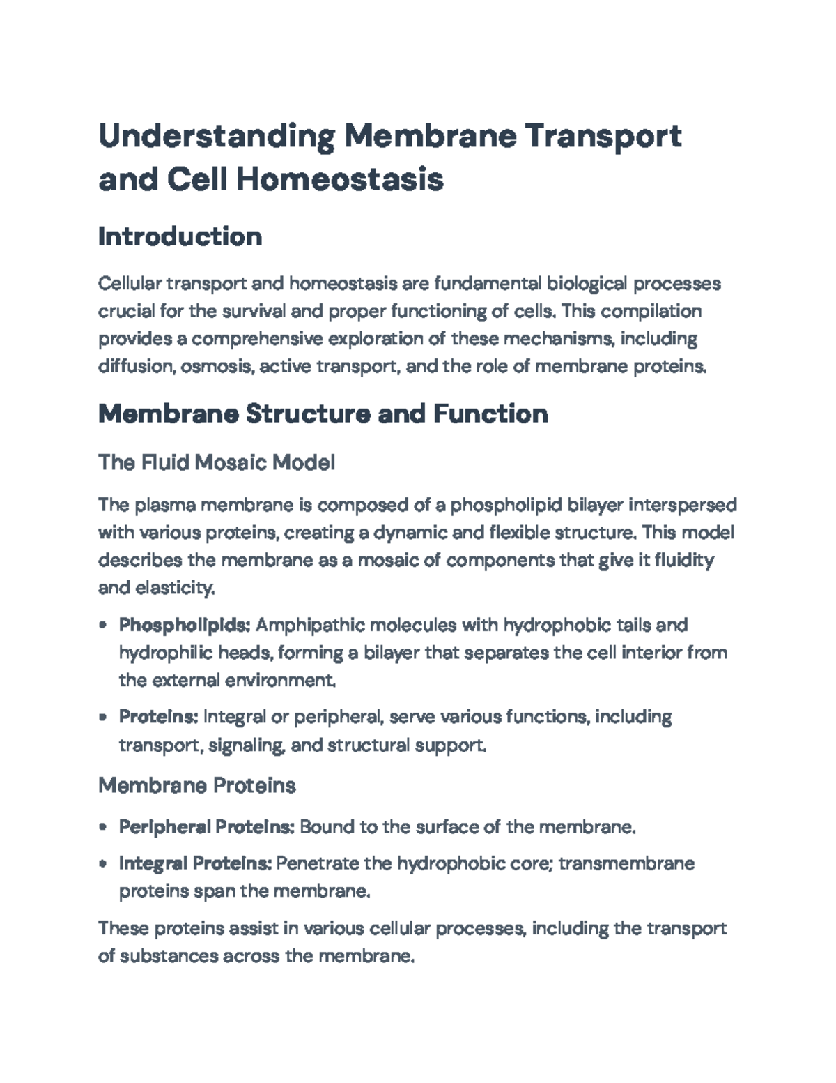 Understanding Membrane Transport and Homeostasis - Biology 101 Notes ...