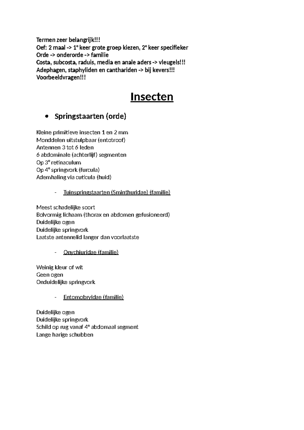 Determinatie van insecten samenvatting toegepaste dierkunde - Termen ...