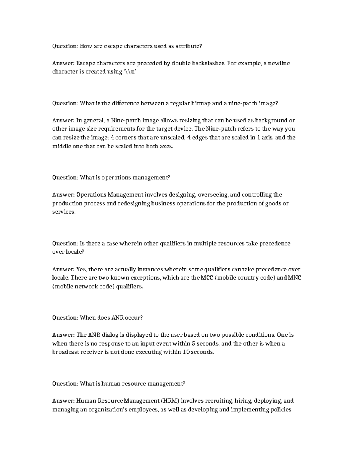 CS101: Escape Characters and Operations Management Overview - Studocu