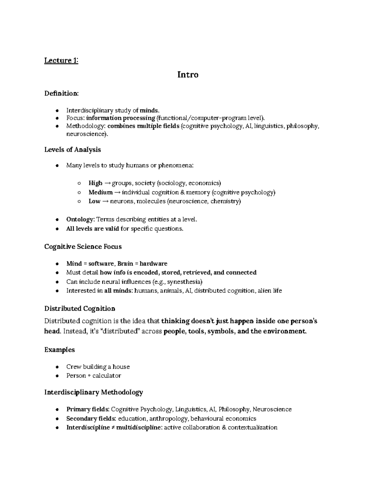CGSC - Lecture 1: Introduction to Interdisciplinary Cognitive Science ...