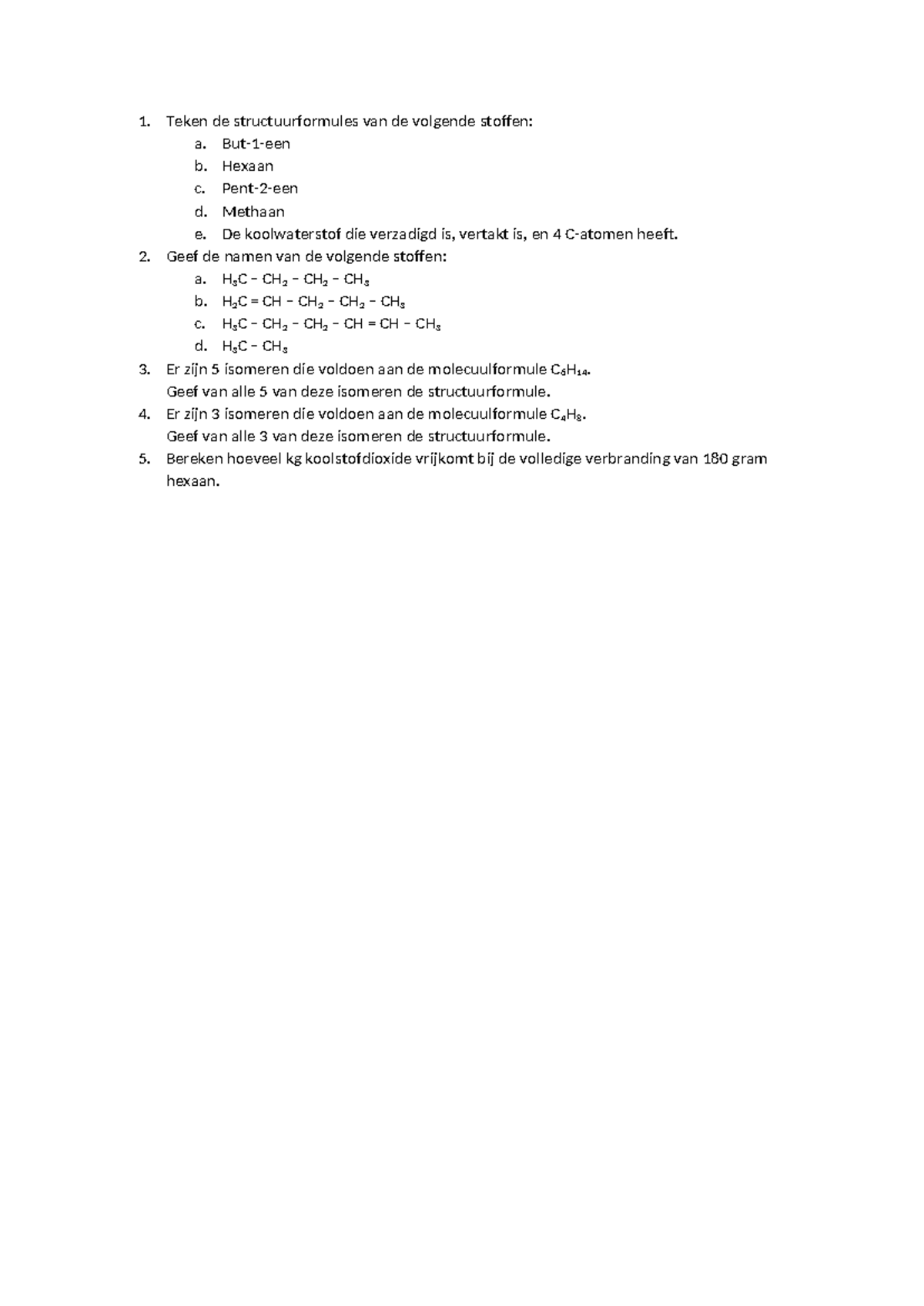 Structuurformules en Isomeren van Koolwaterstoffen - WC 6 - Studeersnel