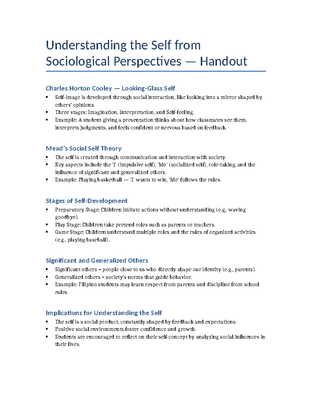 UTS 2 - Understanding the Self: Sociological Perspectives Handout - Studocu
