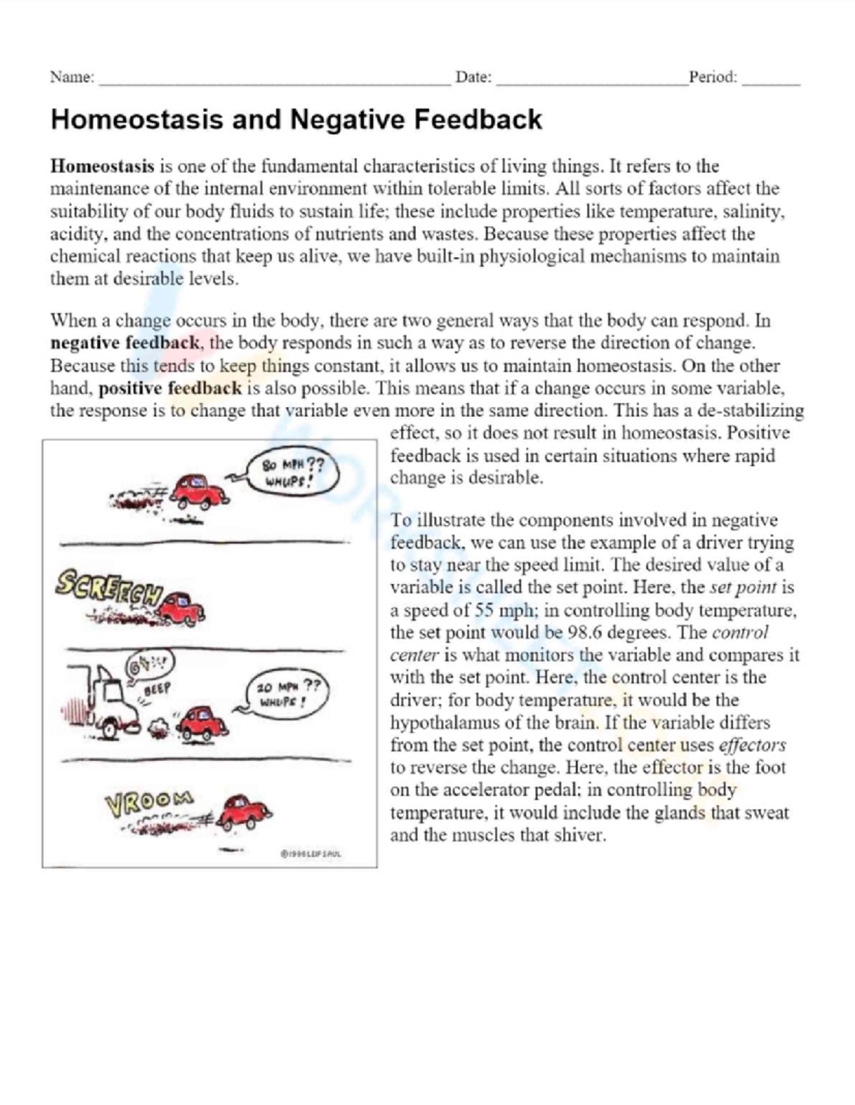 Homeostasis and Negative Feedback: Key Concepts and Mechanisms - Studocu