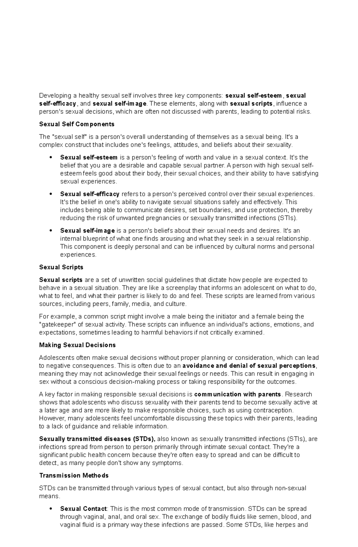 Sexual Health Awareness: Understanding STDs & Decision-Making - Studocu