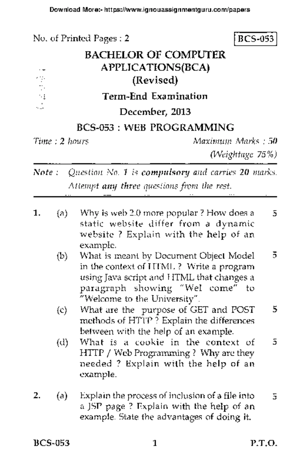 BCS 042 previous year question papers by ignouassignmentguru - Bachelor ...