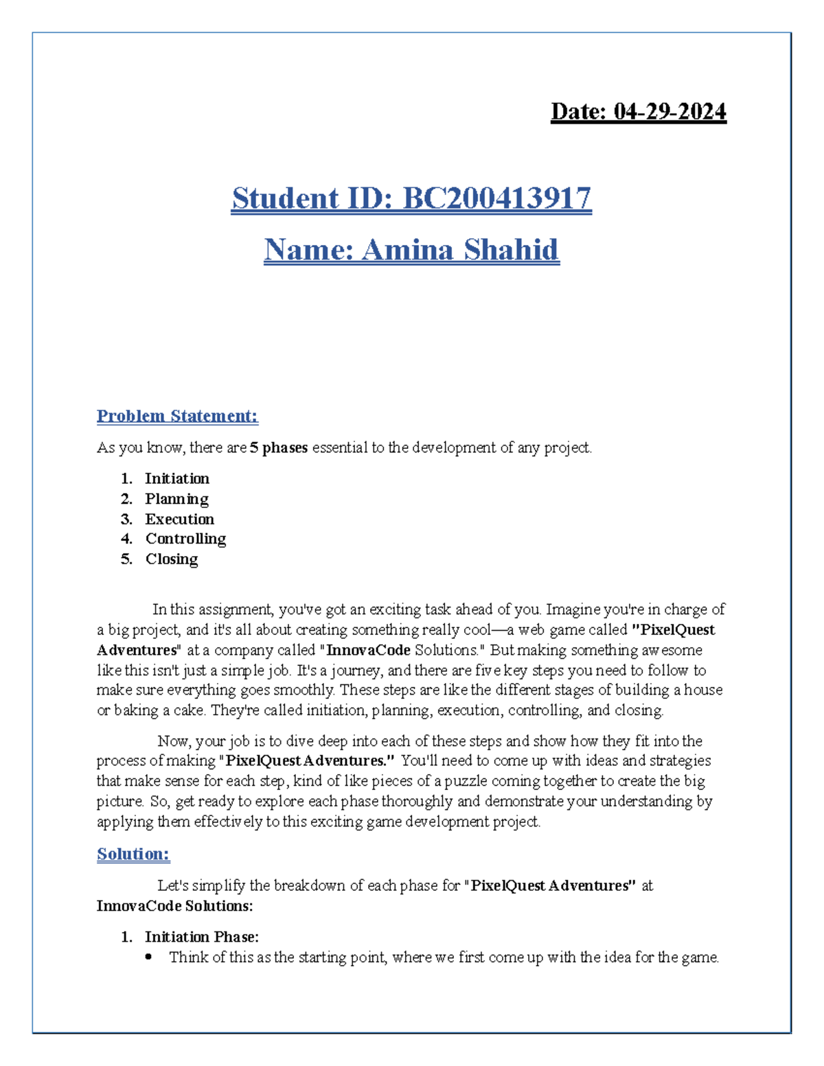 BC2004 13917 (CS615) Project Development Phases Explained - Studocu