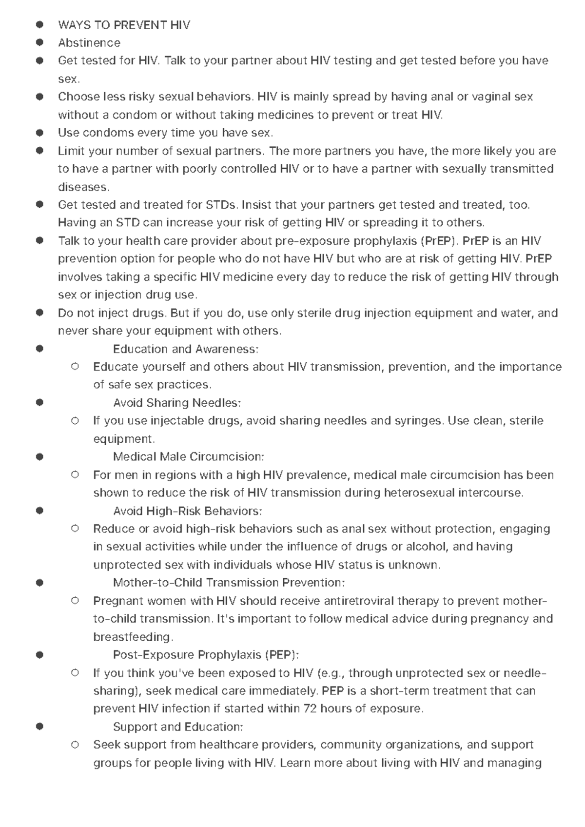 HIV Prevention Strategies: Key Methods and Awareness - Studocu