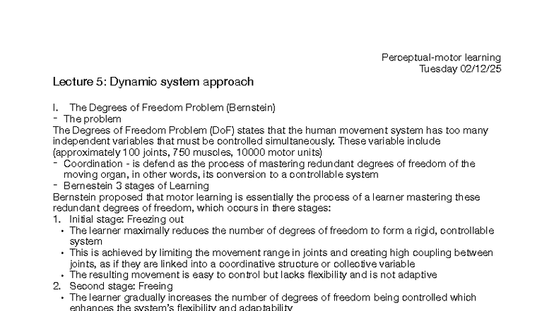 Lecture 5: Dynamic Systems Approach & Degrees of Freedom Problem ...