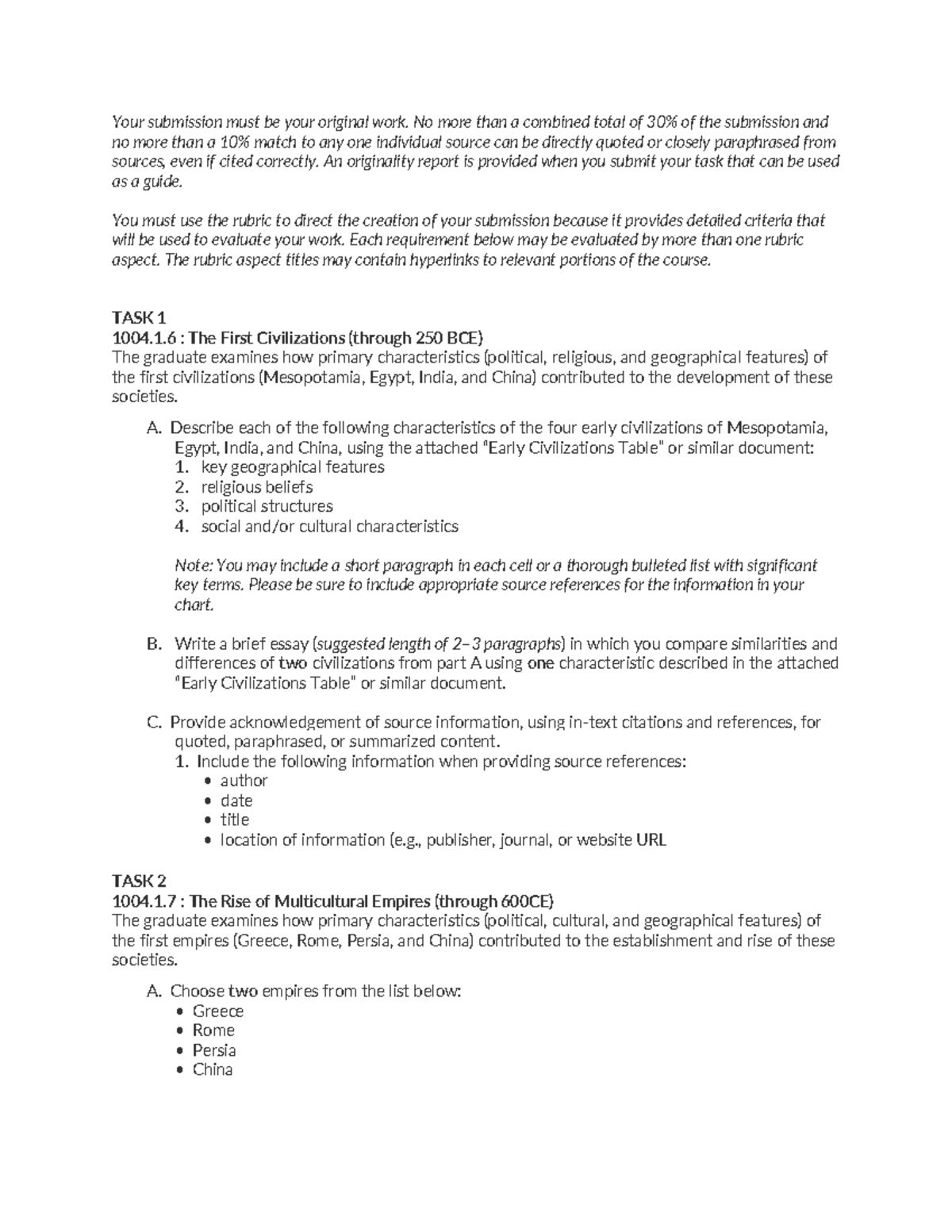C375 Task Directions (All 2) - Your submission must be your original ...