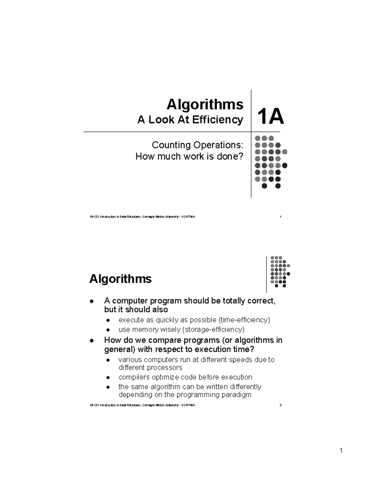 Algorithms 1A: Analyzing Efficiency & Counting Operations - Studocu