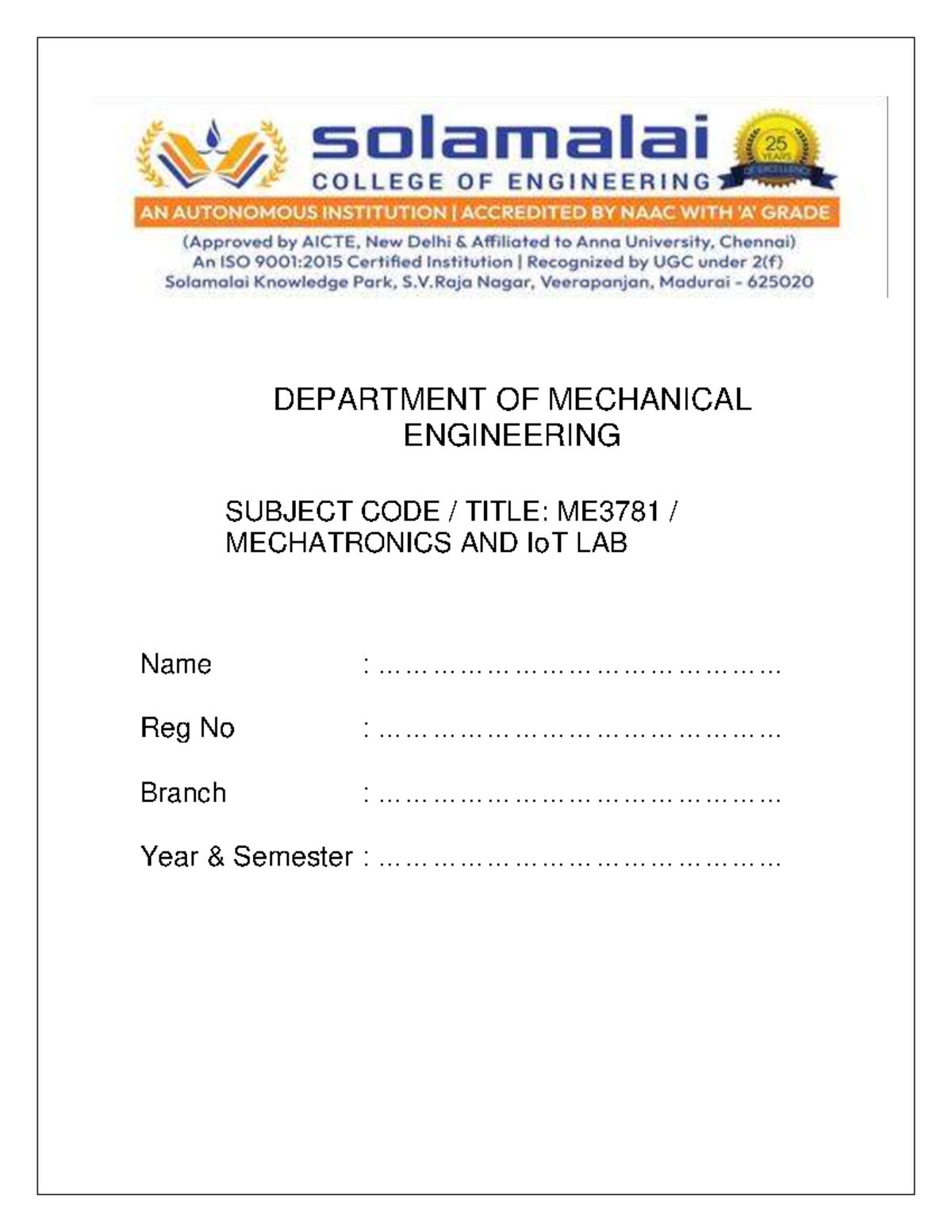 ME3781 - Mechatronics and IoT Lab Practical Guide - Studocu