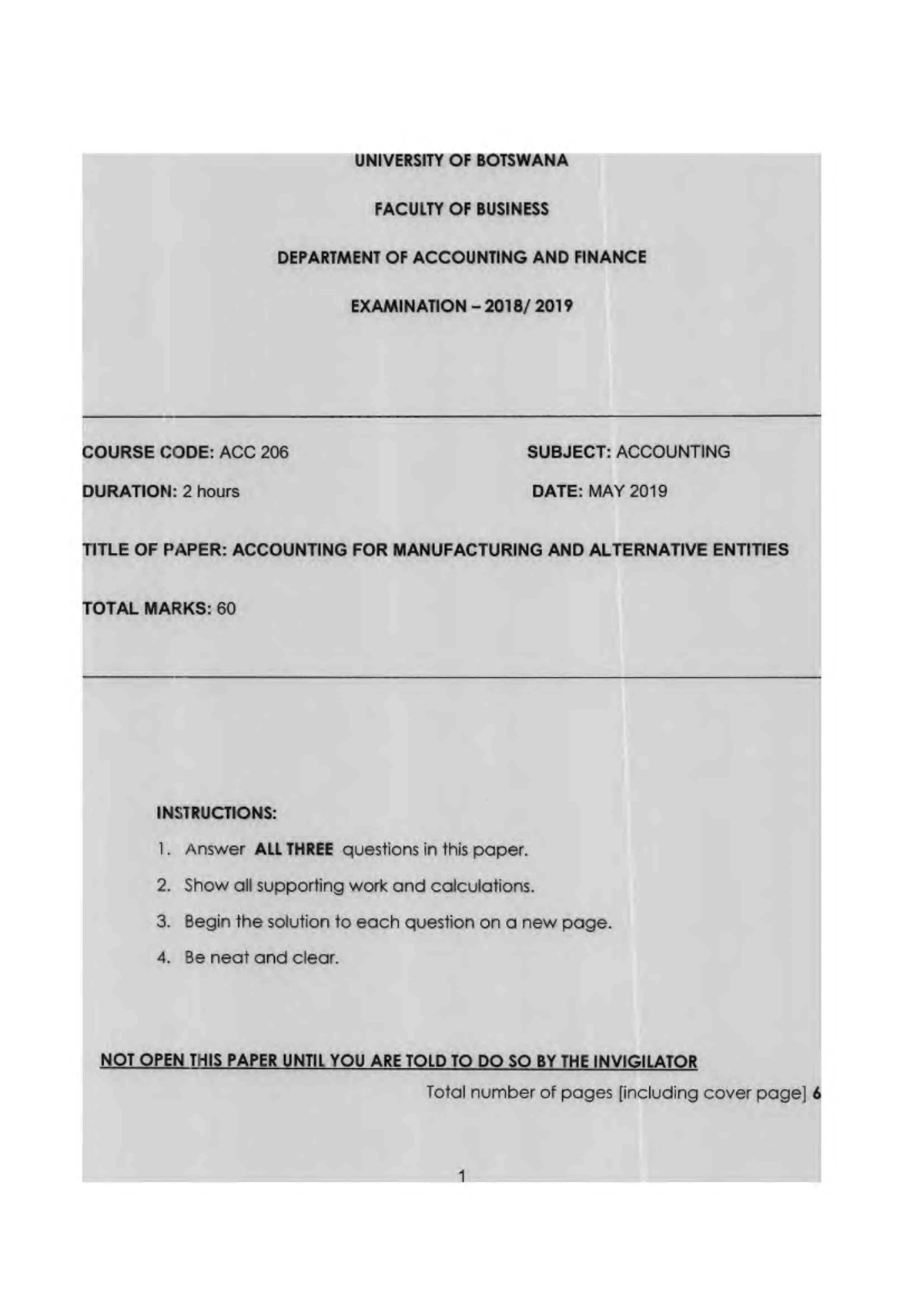 Acc 206 2019 - Quality Study Material Review - Studocu