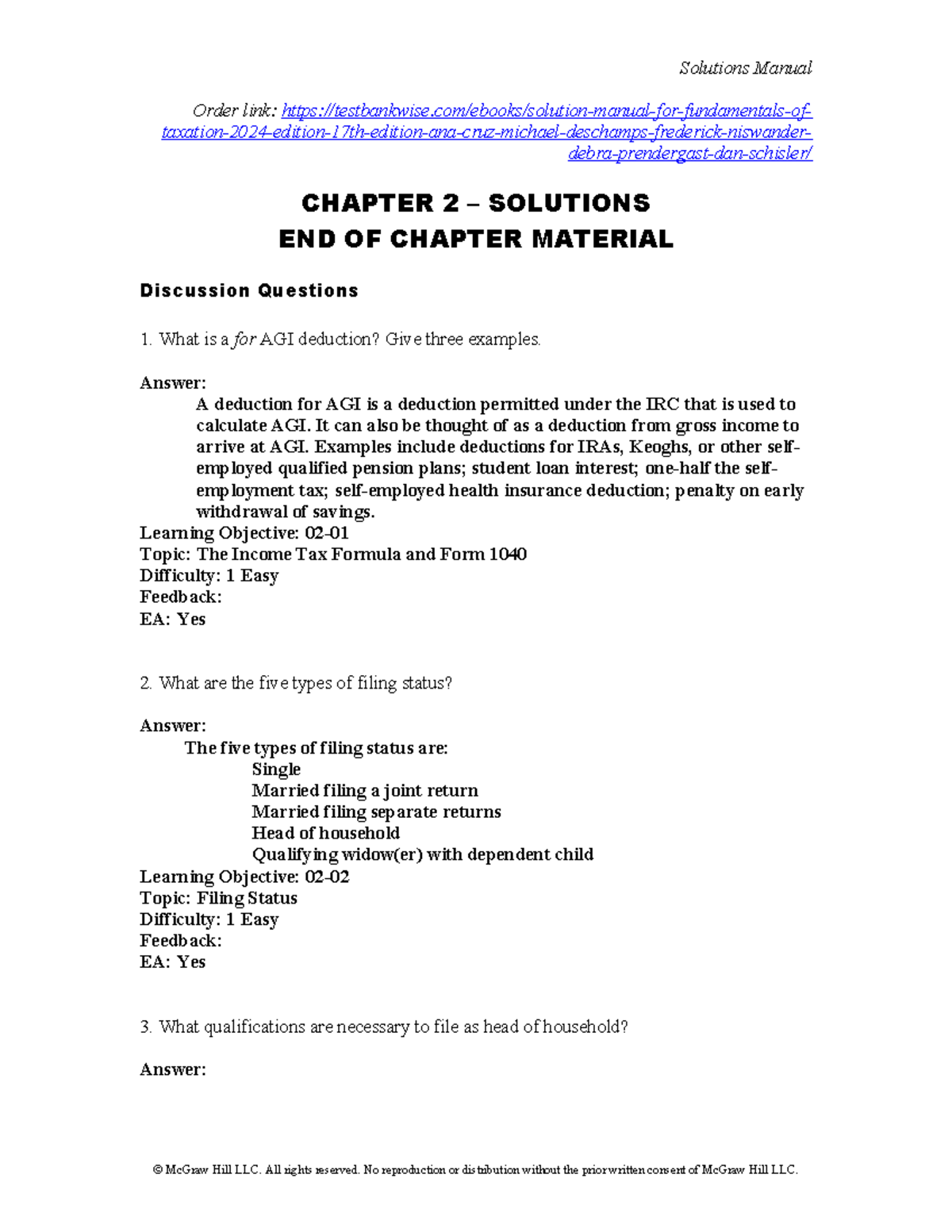 Solution Manual: Fundamentals of Taxation 2024 - Chapter 2 Solutions ...
