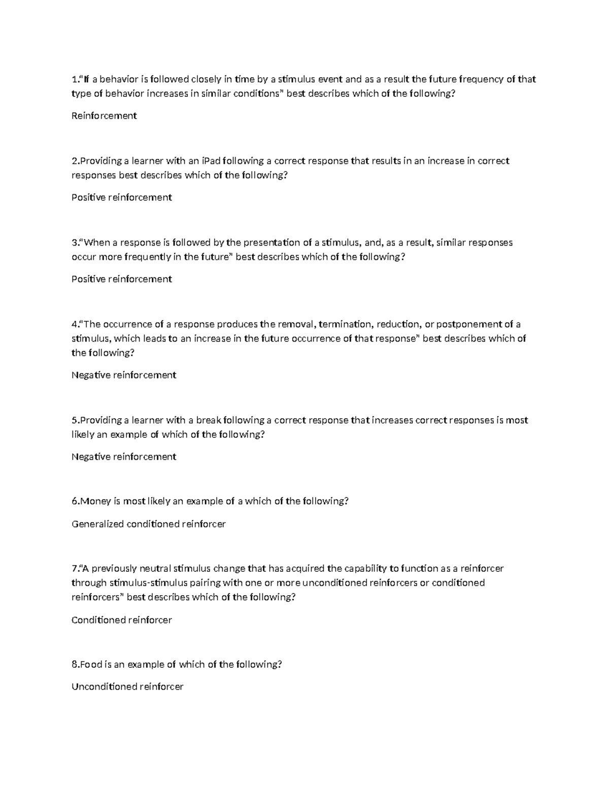 RBT Exam Questions and Key Concepts in Behavior Analysis - Studocu